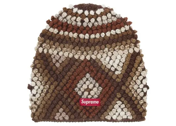 Supreme Textured Knit Beanie - Brown