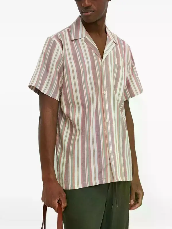 LES DEUX Striped-pattern Short-sleeve Shirt