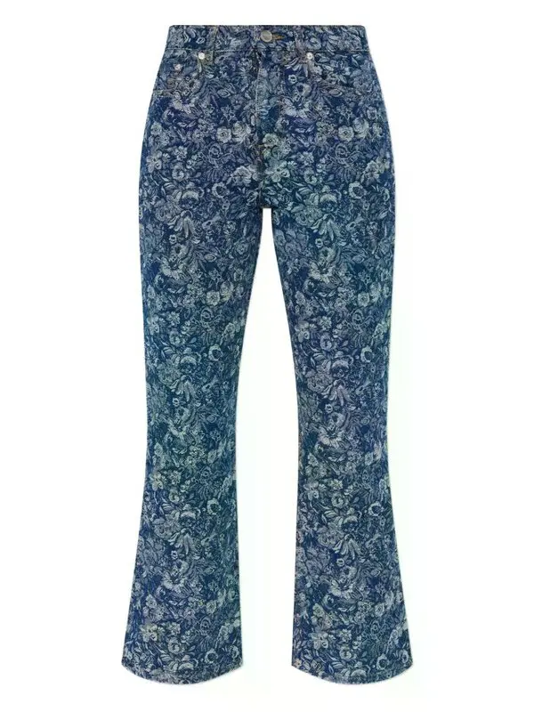 GANNI Floral-jacquard Flared Jeans