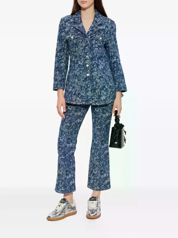 GANNI Floral-jacquard Flared Jeans