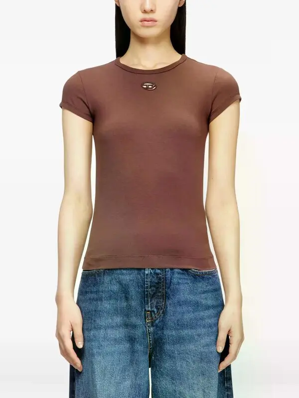 DIESEL® Logo-embroidered T-shirt - Brown