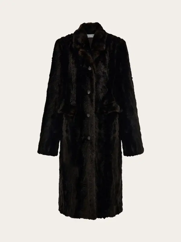 FERRAGAMO Single-breasted Faux Fur Coat