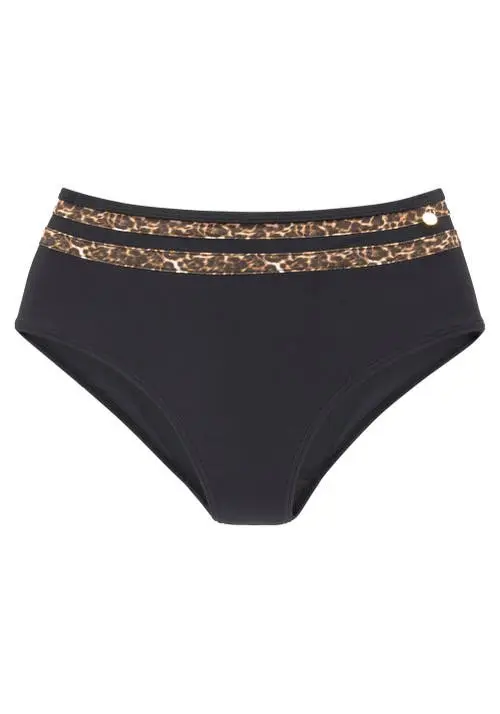 LASCANA Leopard Trim Mid-rise Bikini Bottom