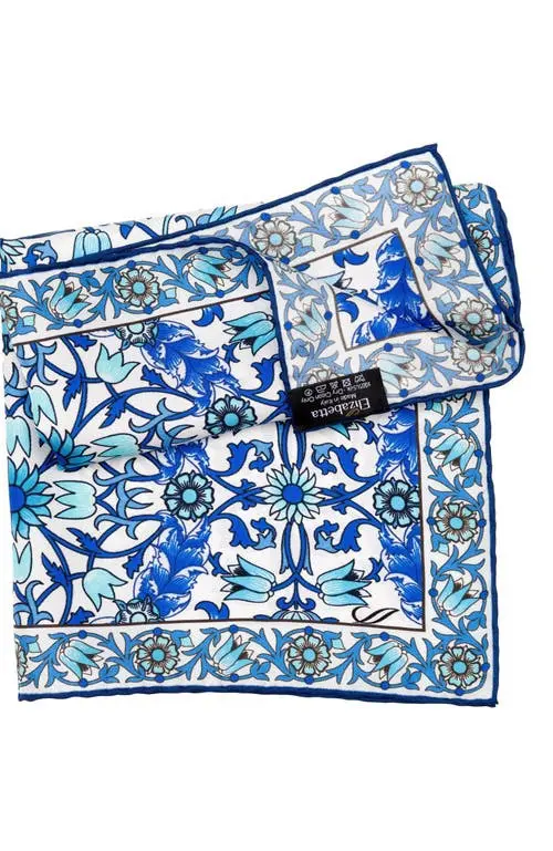 ELIZABETTA Itriasilk Pocket Square For - Blue