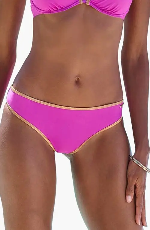 LASCANA Metallic Trim Classic Bikini Bottom - Fuchsia