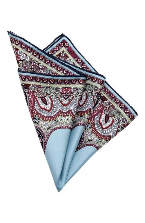 ELIZABETTA Perugiasilk Pocket Square For - Blue And Burgundy