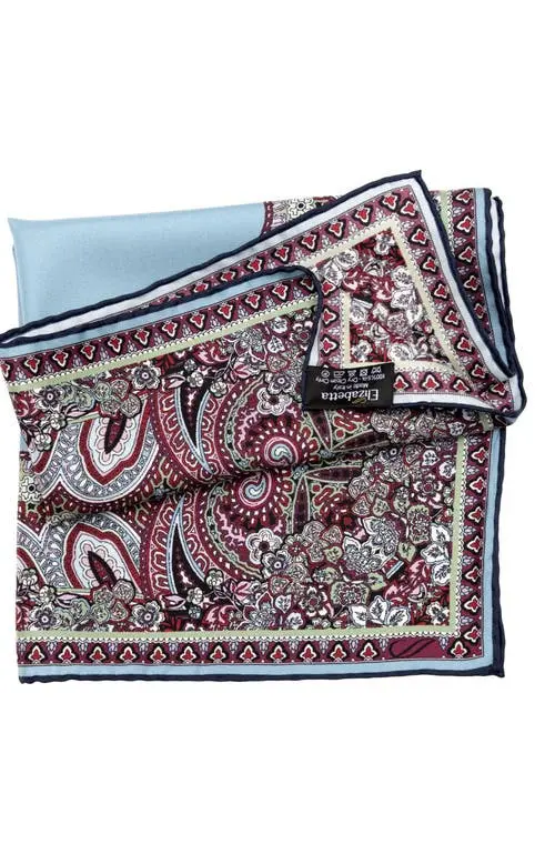 ELIZABETTA Perugiasilk Pocket Square For - Blue And Burgundy