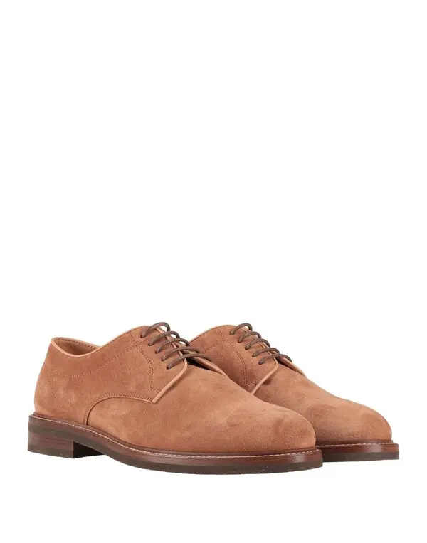 Brunello Cucinelli Lace-up Leather Derby Shoes - Beige