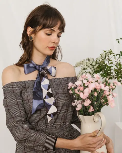 LOST PATTERN Prism" Silk Skinny Scarf