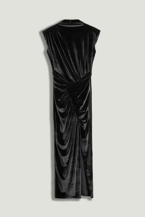 NOCTURNE High-neck Ruched Midi Dress