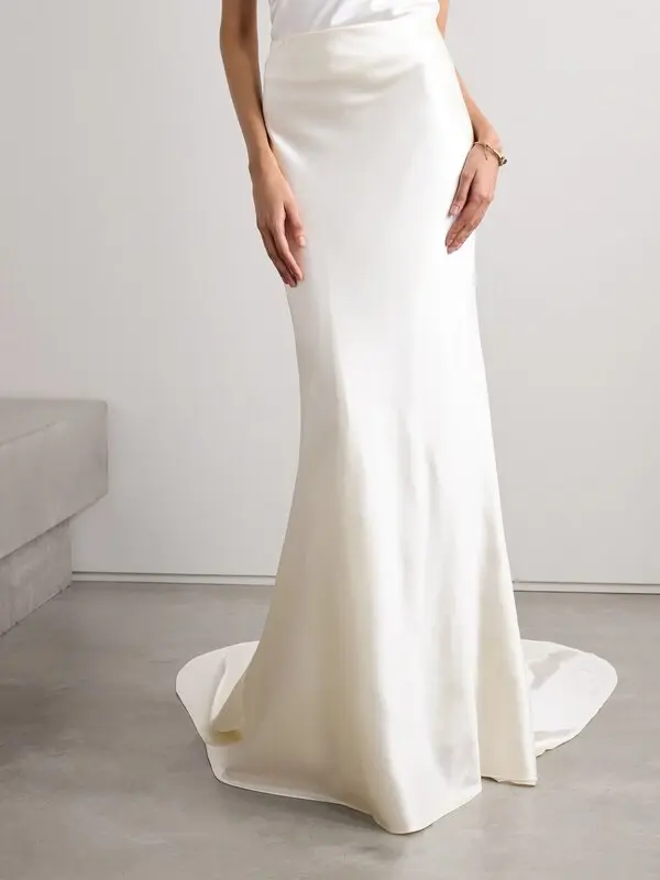 DANIELLE FRANKEL Dree Wool And Silk-blend Charmeuse Maxi Skirt
