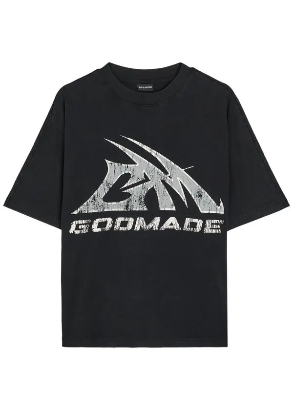 GOD MADE Logo-print Cotton T-shirt - Black