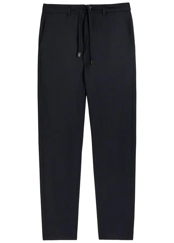Canali Slim Straight-leg Wool Trousers - Navy