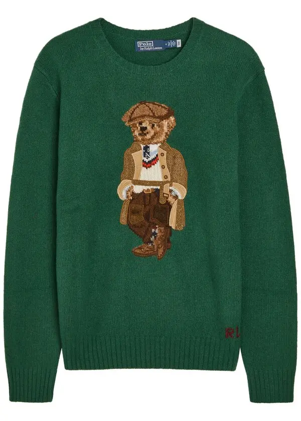 Ralph Lauren Polo Bear Wool And Cashmere-blend Jumper - Dark Green