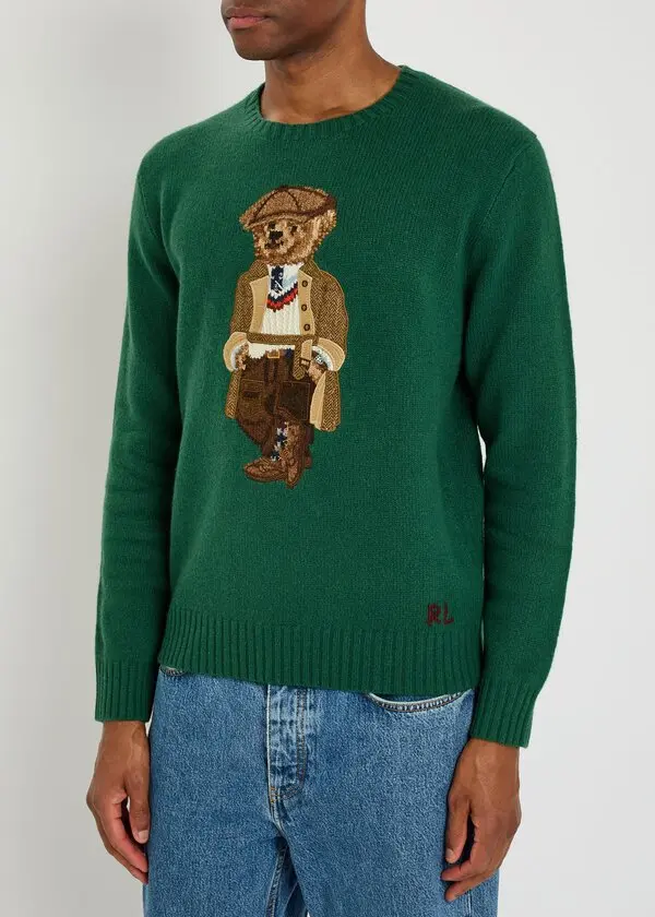 Ralph Lauren Polo Bear Wool And Cashmere-blend Jumper - Dark Green