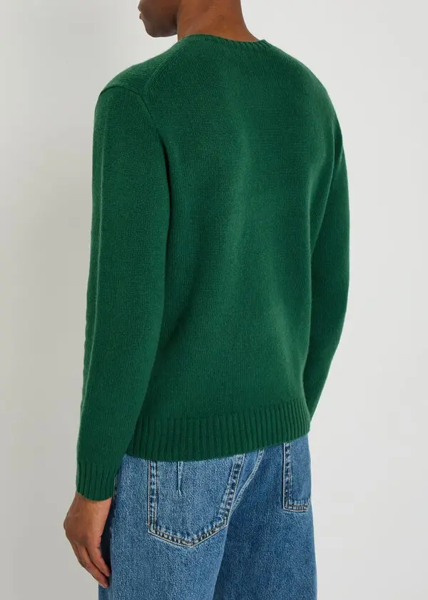 Ralph Lauren Polo Bear Wool And Cashmere-blend Jumper - Dark Green