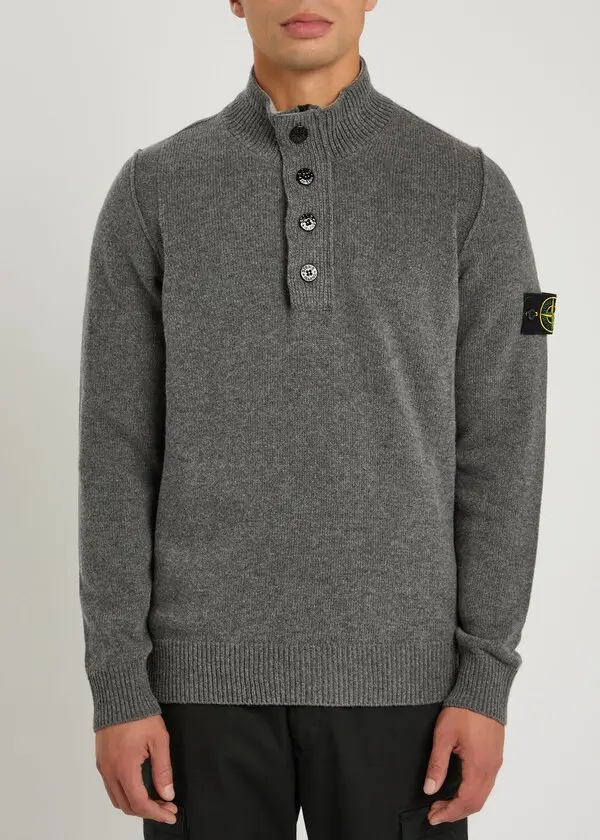 Stone Island Wool-blend Polo Jumper