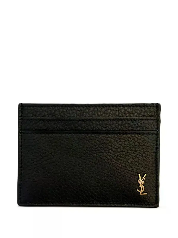 Saint Laurent Logo-plaque Leather Card Holder - Black