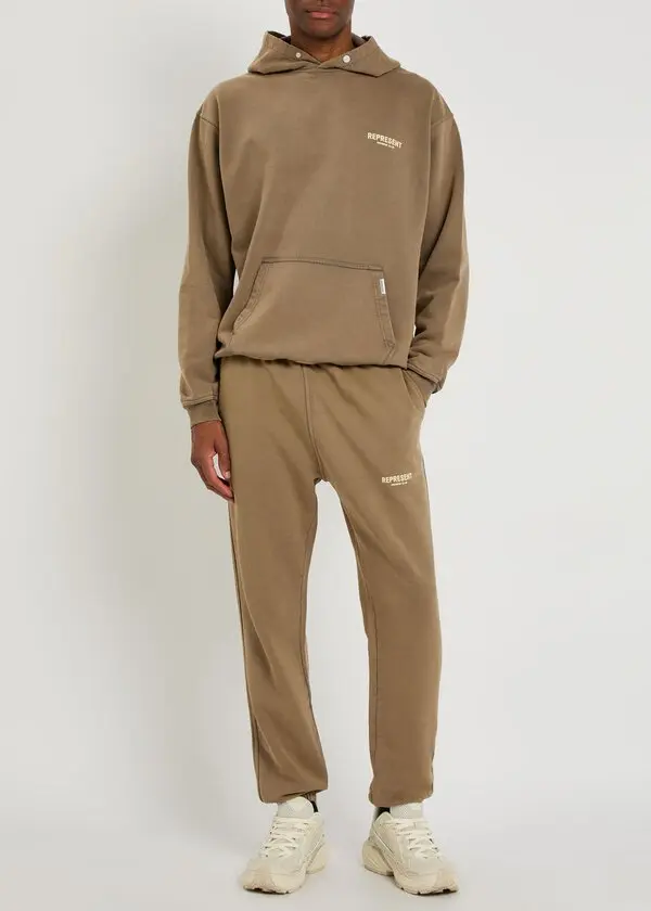 REPRESENT Owners' Club Logo Hooded Cotton Sweatshirt - Taupe