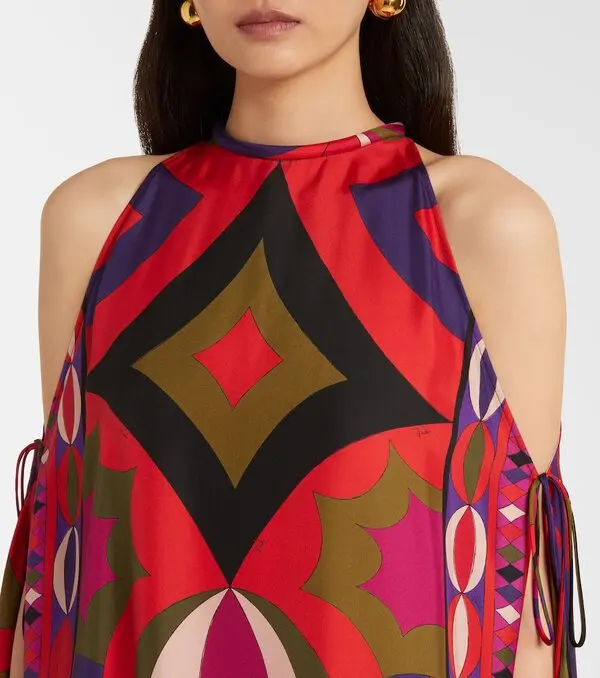 Emilio Pucci Multicolor Cutout Silk Kaftan