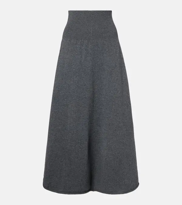 Extreme Cashmere N°388 Ease Cashmere-blend Maxi Skirt - Grey