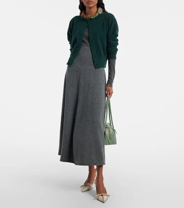 Extreme Cashmere N°388 Ease Cashmere-blend Maxi Skirt - Grey
