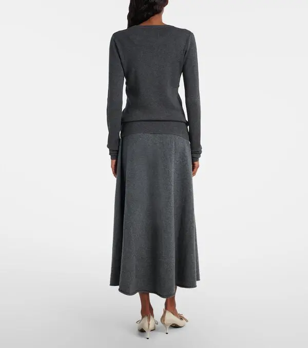 Extreme Cashmere N°388 Ease Cashmere-blend Maxi Skirt - Grey
