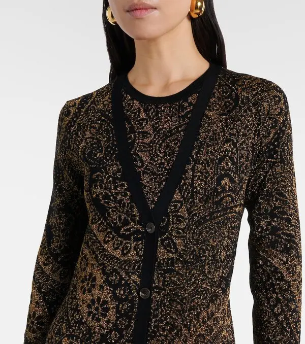 Etro Paisley Wool-blend Lamé Cardigan