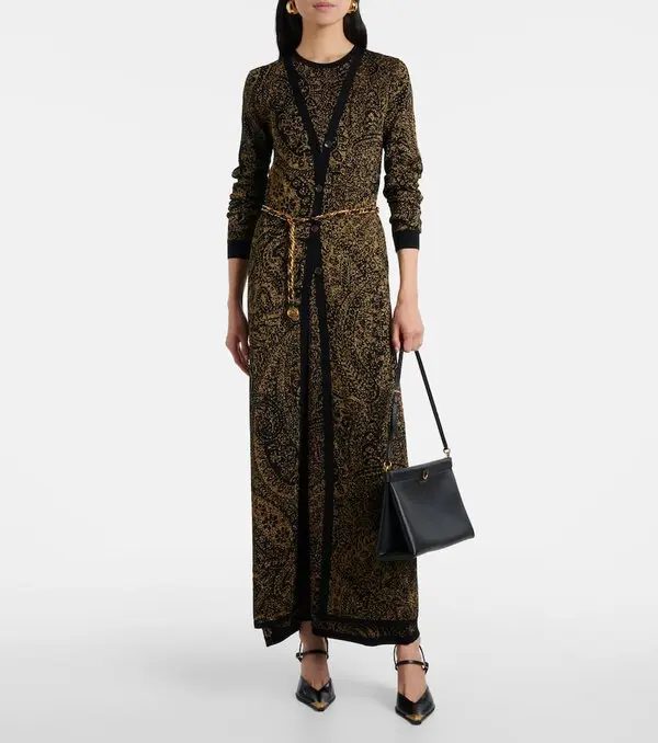 Etro Wool-blend Jacquard Maxi Dress - Black