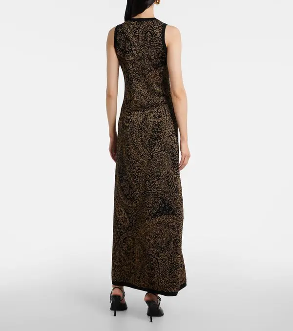 Etro Wool-blend Jacquard Maxi Dress - Black