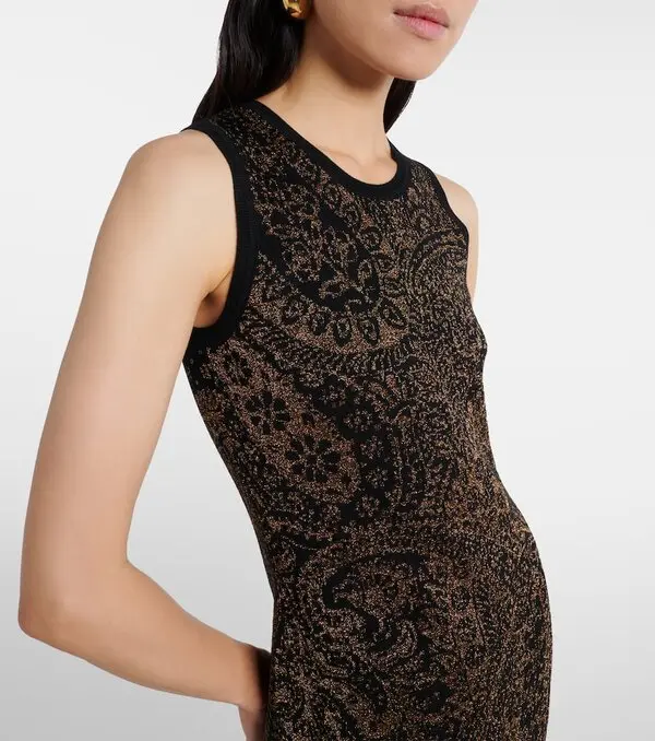 Etro Wool-blend Jacquard Maxi Dress - Black