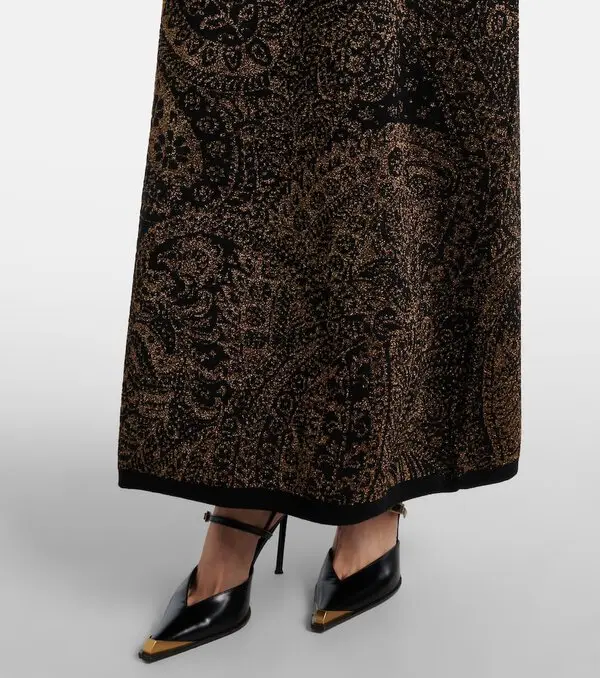 Etro Wool-blend Jacquard Maxi Dress - Black