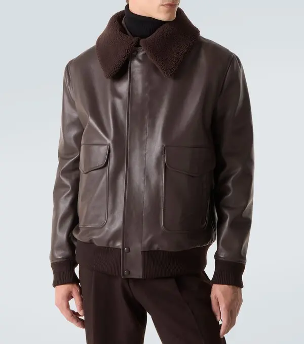 Gabriela Hearst Shearling-trimmed Leather Bomber Jacket - Brown