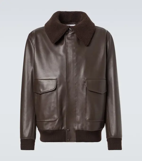 Gabriela Hearst Shearling-trimmed Leather Bomber Jacket - Brown