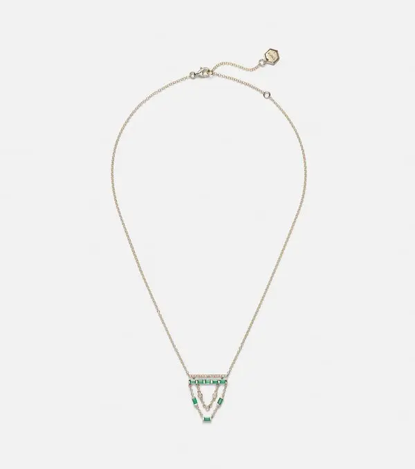 Shay Jewelry 18kt Yellow Necklace With Emeralds And Diamonds - Gold