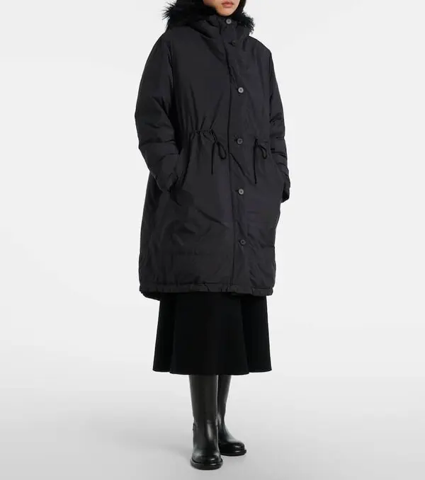 YVES SALOMON Hooded Shearling-trimmed Down Coat