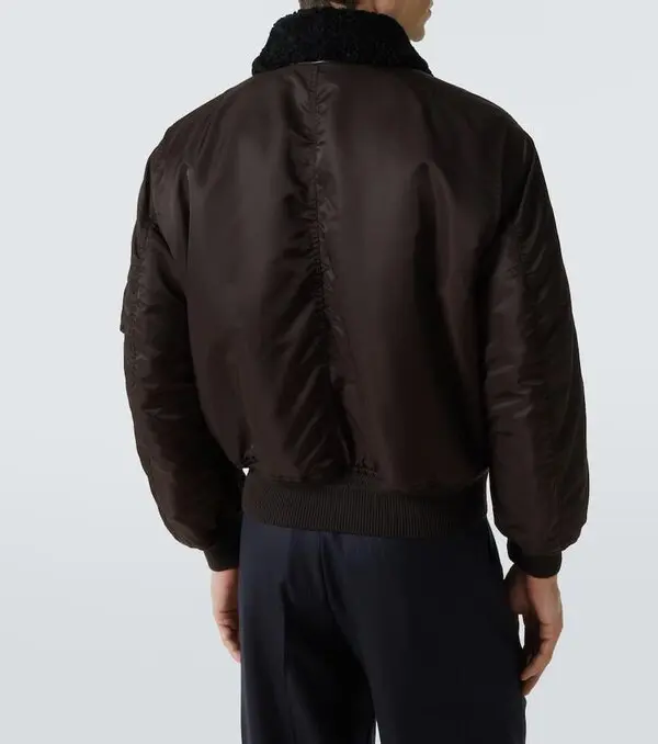 TOM FORD Shearling-trimmed Satin Bomber Jacket