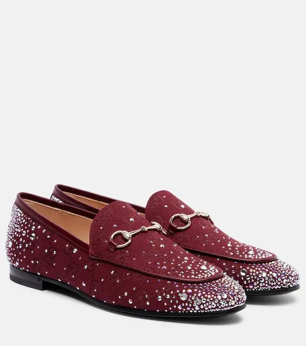 Gucci Jordaan Gg Canvas Loafers - Burgundy