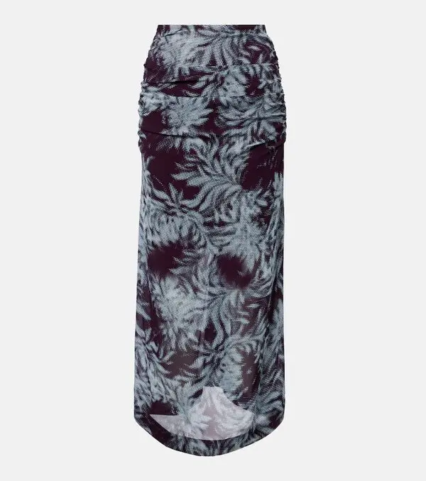 Dries Van Noten Printed Ruched Midi Skirt - Multicoloured