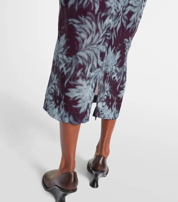 Dries Van Noten Printed Ruched Midi Skirt - Multicoloured