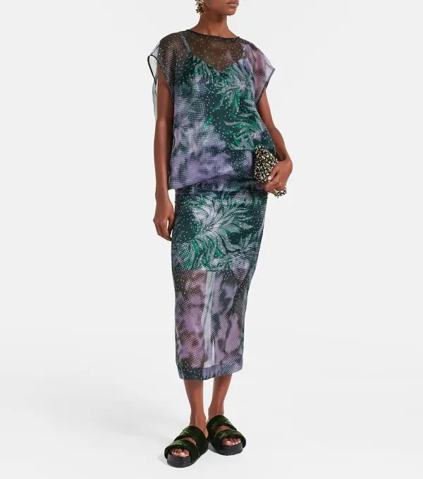 Dries Van Noten Printed Silk Organza Top