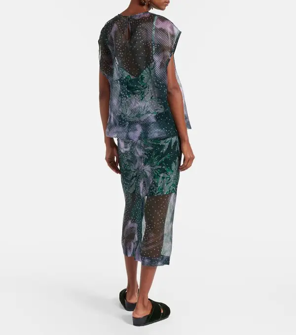 Dries Van Noten Printed Silk Organza Top