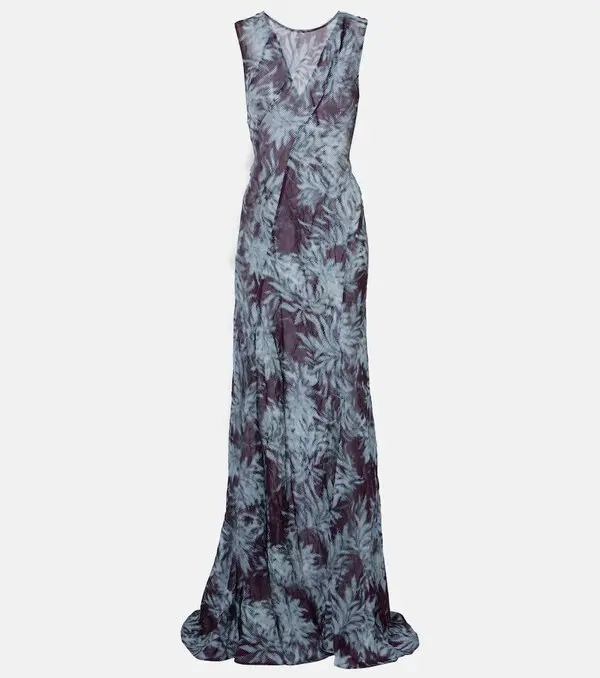 Dries Van Noten Printed Chiffon Gown