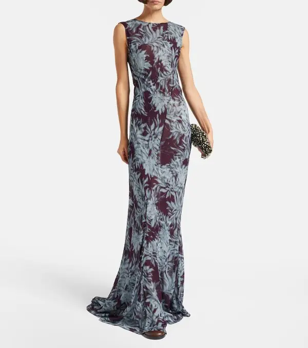 Dries Van Noten Printed Chiffon Gown