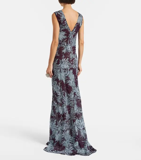 Dries Van Noten Printed Chiffon Gown