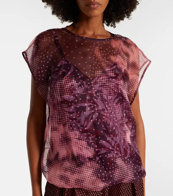 Dries Van Noten Layered Printed Silk-blend Top
