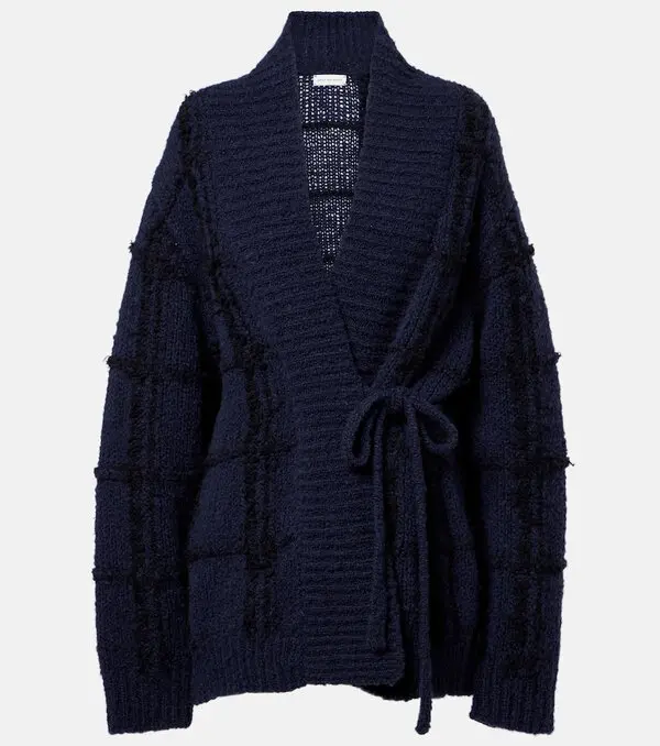 Dries Van Noten Checked Wool Cardigan - Blue