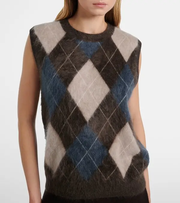 LISA YANG Yasmin Argyle Cashmere Sweater Vest - Multicoloured