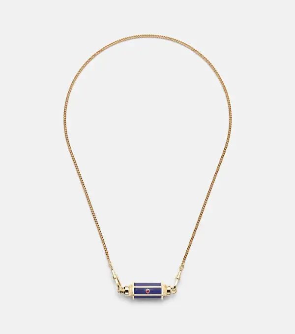MARIE LICHTENBERG Baby 18kt Pendant Necklace With Lapis Lazuli And Ruby - Gold