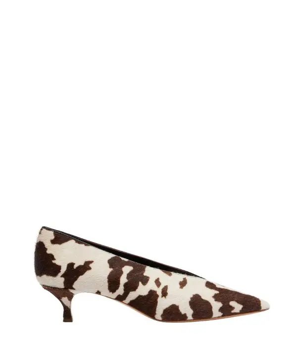 Le Monde Beryl Cow-print Calf Hair Babouche Pumps - White